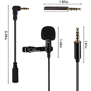 Lavalier Microphone, Professional Grade Omnidirectional Lapel Mic with Easy Clip on System, Perfect for Recording Interview/Video Conference/Podcast/Voice Dictation/Phone