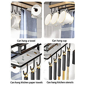 GANKAS Hanging Storage Rack Under The Cabinet Storage Racks Slide-in Rack Organizer Can Hanging Wine Glass, kitchenware, Cutting Board, Pot lid, Kitchen Paper Towels