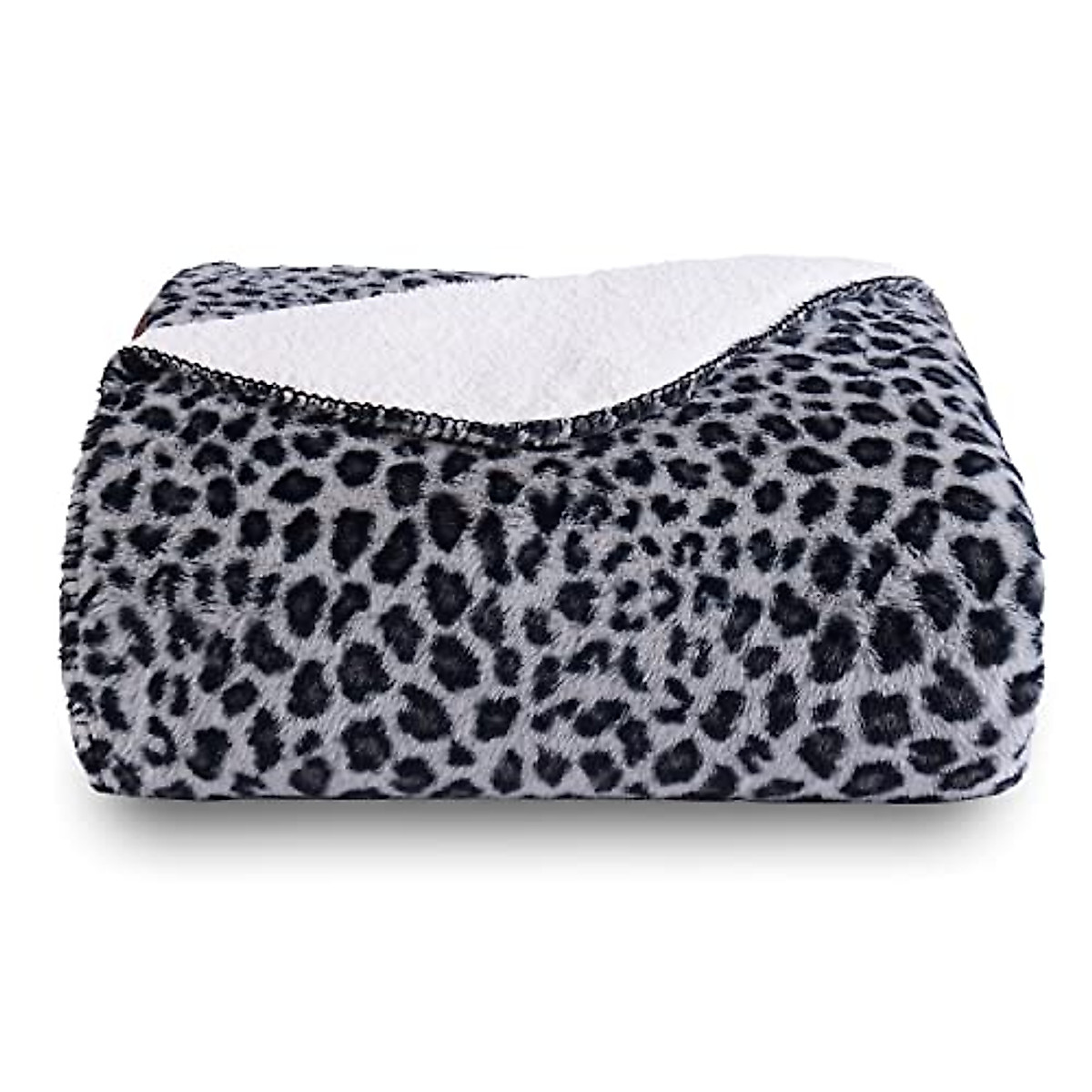 SOCHOW Premium Thick Sherpa Fleece Throw Blanket, Soft and Warm Winter Blanket, 60 × 80 Inches, Grey Leopard