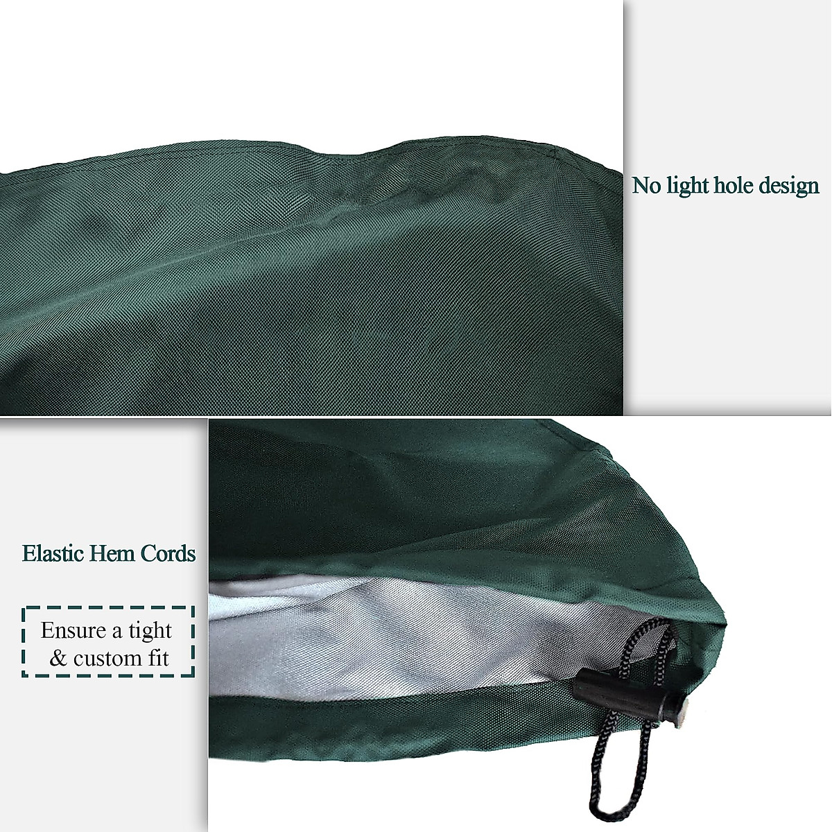 Bimini Top Boot Cover, Suitable for 3-4 Bow Bimini Tops, Storage Boat Replacement Cover Waterproof, （Dark Green L:68-88IN）