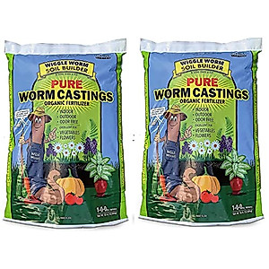 Wiggle Worm 100% Pure Organic Worm Castings - Organic Fertilizer for Houseplants, Vegetables, and More – OMRI-Listed Earthworm Castings to Help Improve Soil Fertility and Aeration, 30-Pounds Two Pack