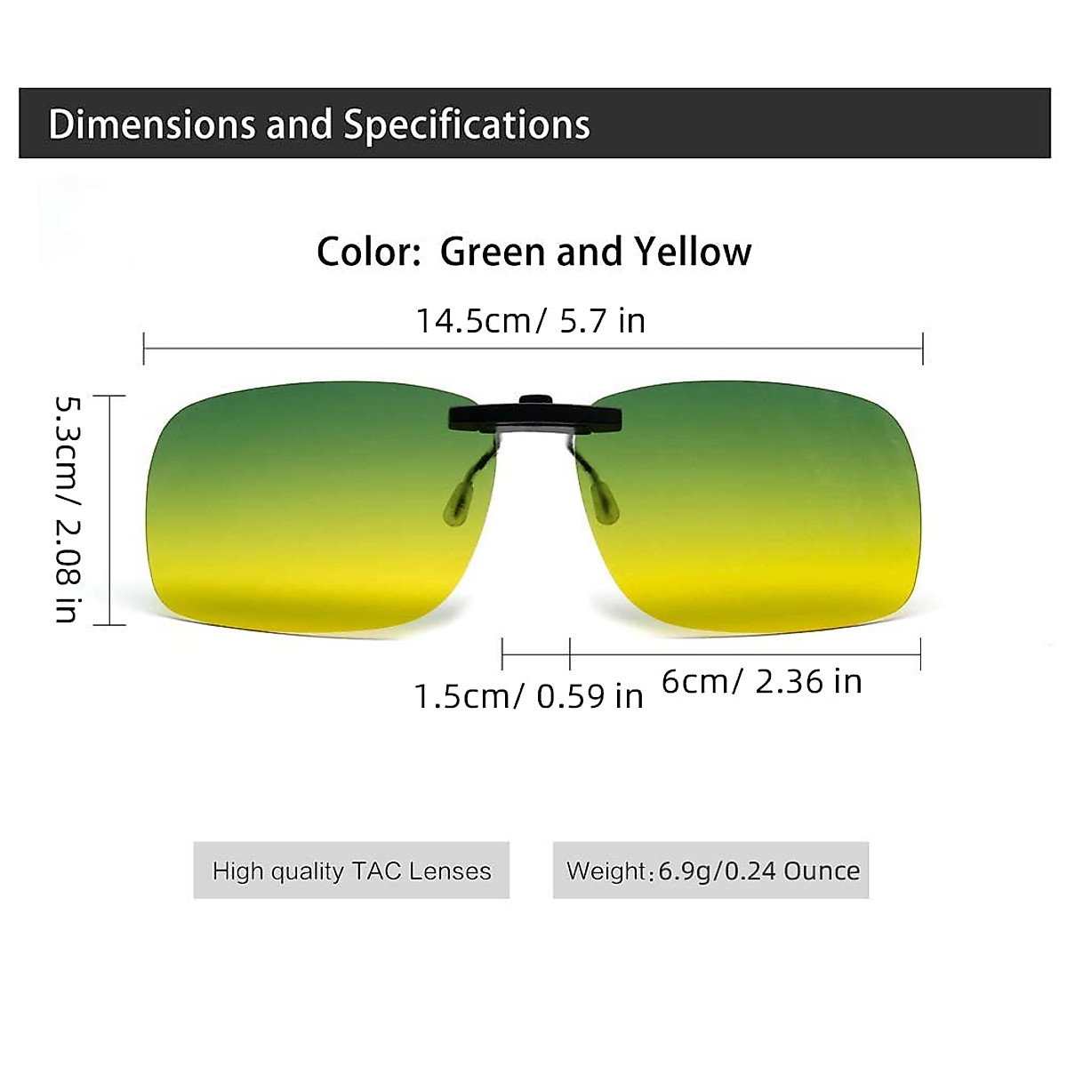 UpaClaire Night Driving Glasses Clip-On Polarized Glare-Free, High Definition Vision Super Light