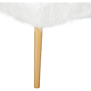 Christopher Knight Home Magnus Long Hair Furry Ottoman, White