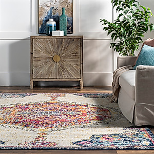 nuLOOM Maranda Transitional Medallion Area Rug, 7x9, Multi