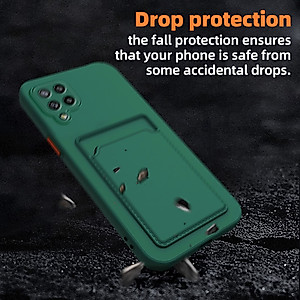 for Samsung Galaxy A42 5g Case, A42 5g Phone Case with Minimalist Credit Card Holder Slot TPU TPU Silicone Scratch-Resistant Slim Card Slot Wallet Case Protective Cover for Galaxy A42 5g-Dark Green
