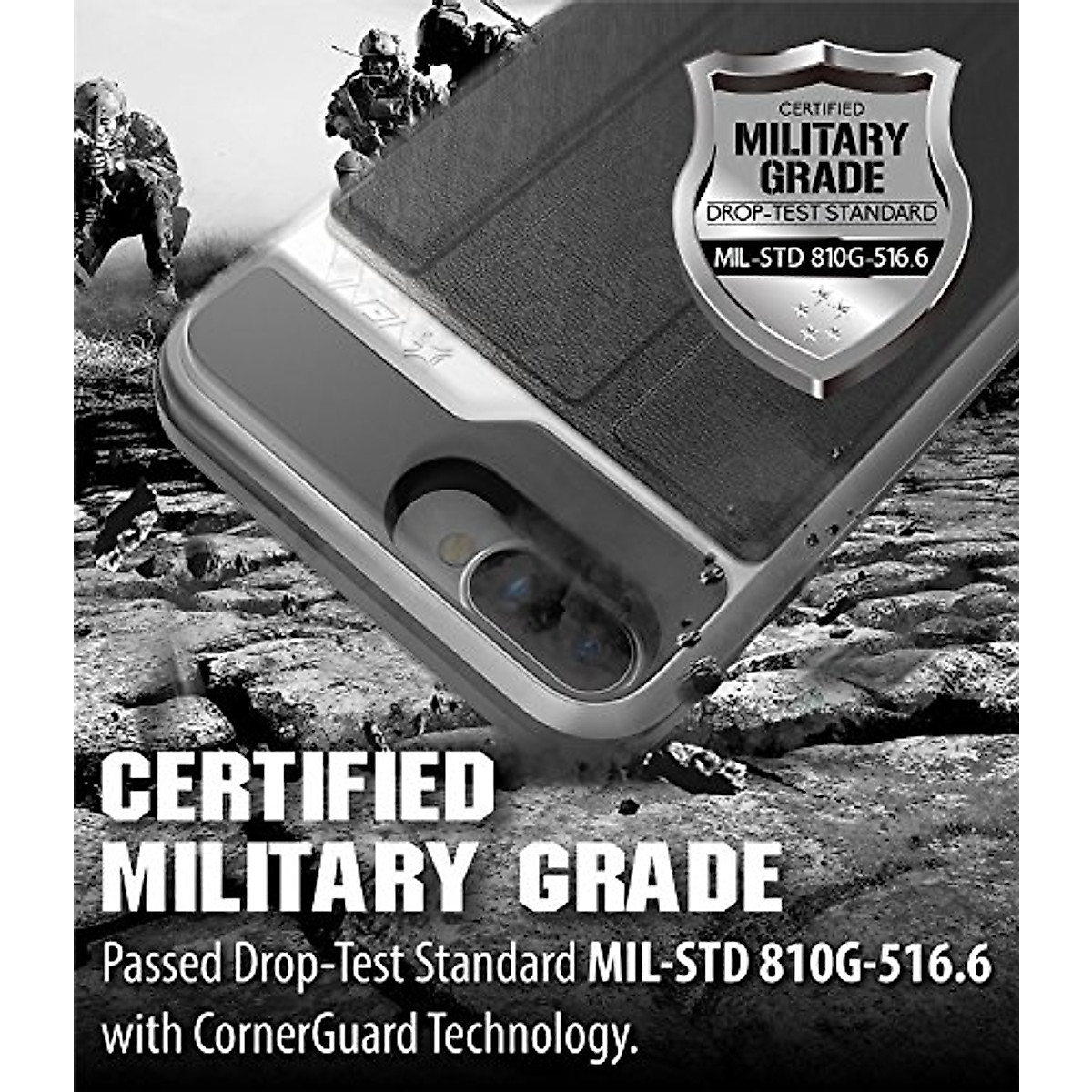 VENA Wallet Case Compatible with iPhone 8 Plus, iPhone 7 Plus, vCommute (Military Grade Drop Protection) Flip Leather Cover Card Slot with Kickstand Compatible w/iPhone 8 Plus and 7 Plus (Gray/Black)