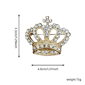 Crystal Rhinestone Princess Queen Crown Brooch Pin Tiara Crown Brooches for Women Crown Tiara for Wedding Party/Banquet/Birthday (Gold)