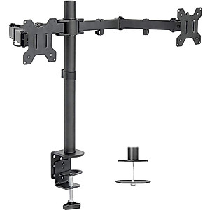 HP EliteDisplay E27q G4 27 Inch IPS LED Backlit Monitor 2-Pack Bundle with Fully Adjustable Desk Mount Monitor Stand