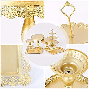 Gold Cake Stand Set Gold Metal Round Cupcake Stand for Wedding Birthday Party (8In/10In/12In)