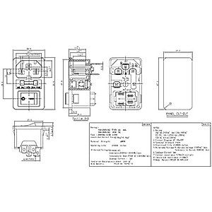 DEVMO 2pcs 10A 250V Rocker Switch Power Socket Inlet Module Plug 5A Fuse Switch with 18 AWG Wiring 3 Pin IEC320 C14 Connected Terminal Crimps and Wires