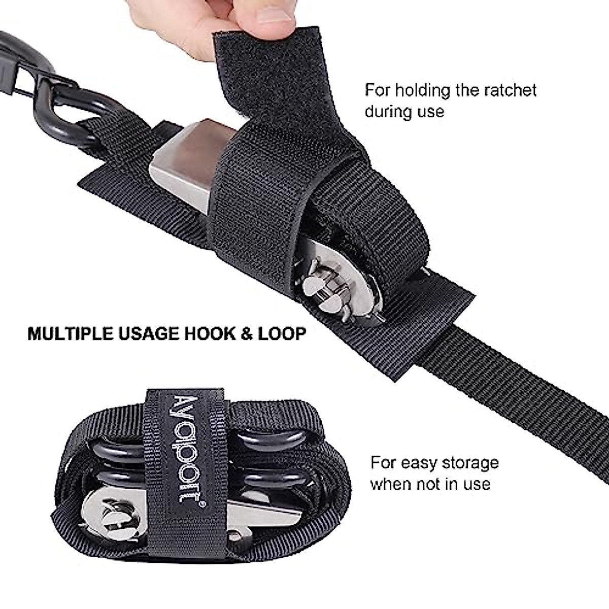 Ayaport Boat Tie Down Straps to Trailer (Stainless Steel Ratchet) 5 Feet, 2400lbs Break Strength Heavy Duty Ratchet Boat Straps, Boat Transom Straps Boat Trailer Accessories for Boating Safety