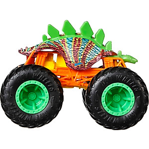 Hot Wheels Monster Trucks 1:64 Scale Dino 2-Pack, Set with Motosaurus & Mega-Wrex, Toy for Kids & Collectors