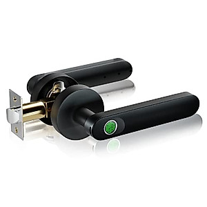 Seculiving Smart Fingerprint Door Lock, Keyless Entry Door Knob Lock with Auto Lock and Passage Mode, Biometric Thumb Print Door Knob Locks for Office, Apartment (Black)