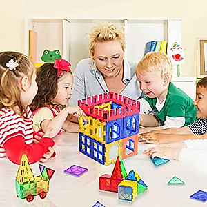 Compatible Magnetic Tiles Building Blocks STEM Toys for 3+ Year Old Boys and Girls Montessori Toys Toddler Kids Gifts Learning by Playing Activities - 102pcs Advanced Set