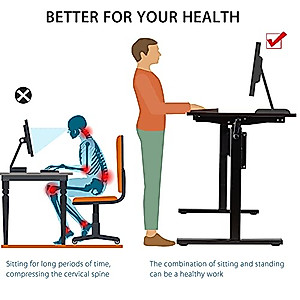 Tangkula Crank Adjustable Height Standing Desk, Manual Sit Stand Desk, Hand Crank Stand Up Desk Workstation for Home Office (Black)