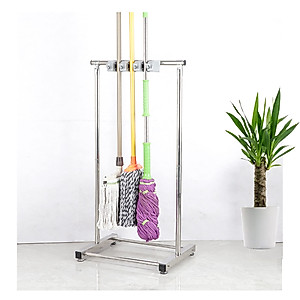 Movable Broom Mop Holder,Floor Standing Cleaning Tool Cart Storage,Cleaning Supplies Organizer, Mop Drain Rack,Umbrella Stand,for Garden Garage Schools, Hospitals, Factories, Hotels ( Size : 5 slots )