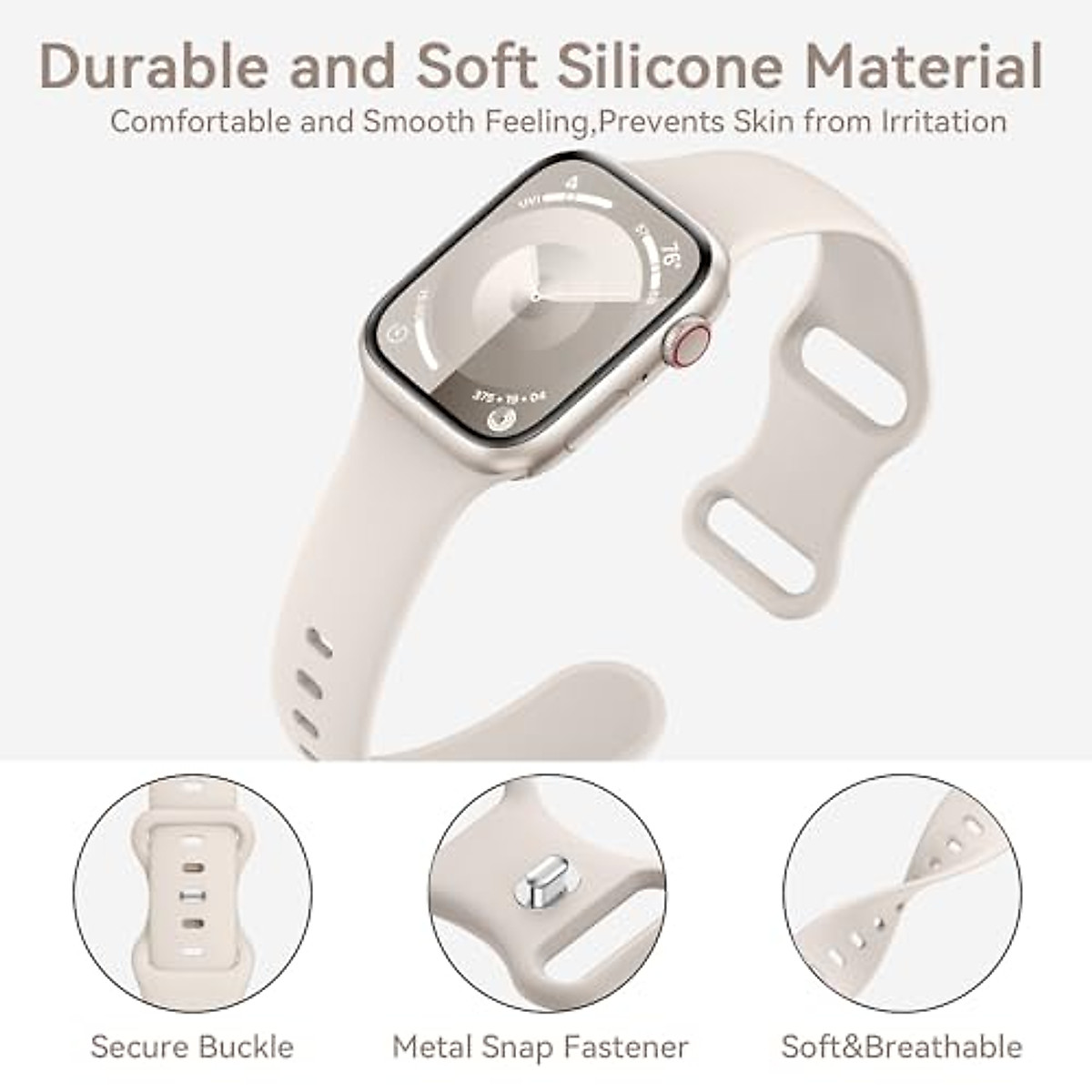 4 Pack Sport Bands Compatible with Apple Watch Bands Series 9, Watch Band for Women 38mm 40mm 41mm 42mm 44mm 45mm 49mm,Soft Silicone Waterproof Strap for iWatch Bands SE 8, 7, 6, 5, 4, 3, 2, 1