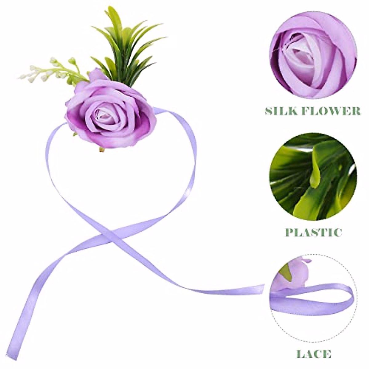 VOSAREA Wedding Decorations Wedding Decorations Artificial Flower Corsage Bracelet Bridesmaid Bride Wrist Corsage Wristlet Band for Wedding Flower Bracelet Wedding Decor