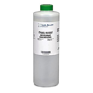 Ethanol 190 Proof (95%) Certified Organic/Vegan Sugar Cane Alcohol, FCC Food Grade-1 Litre