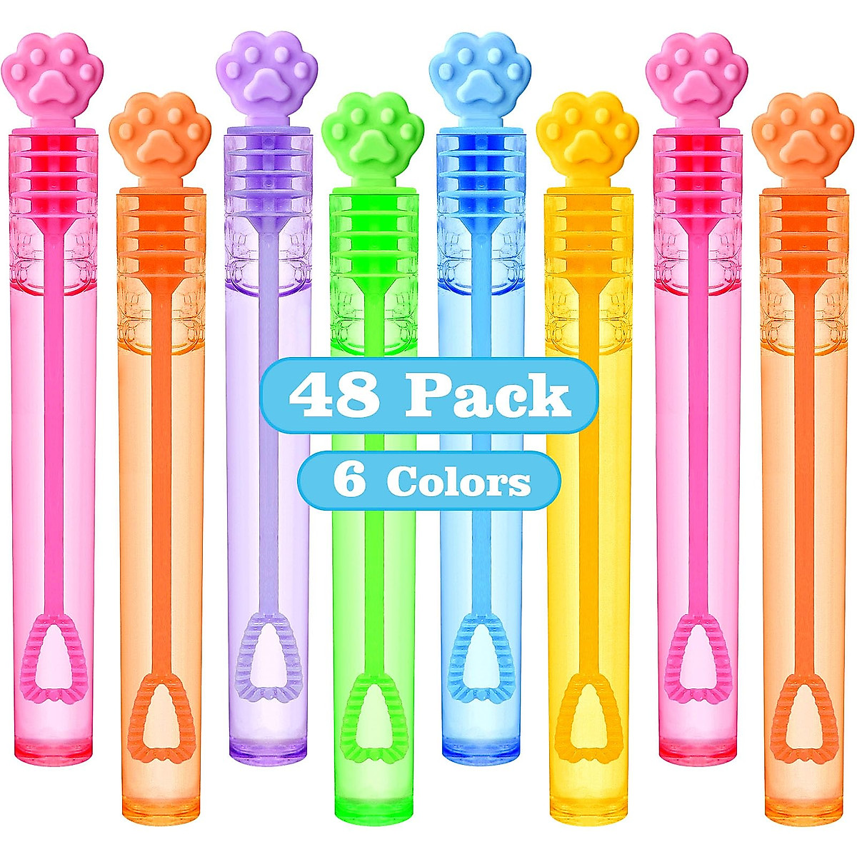 SNLN 48Pcs Paw Print Bubble Wands for Kids Toddlers Mini Bubbles Party Favors Small Bubbles Bulk, Valentines Day Easter Wedding Christmas Birthday Gifts Goody Bag Stuffers Dog Party Favors Supplies