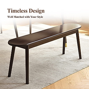 Cttasty Entryway Bench, Solid Wood Dining Bench, Midcentury End of Bed Bench w/Rounded Corner, Outdoor Bench w/Robust Construction, Bedroom Bench, 10.24" W x 17.72" H（Walnut 39.4inches）