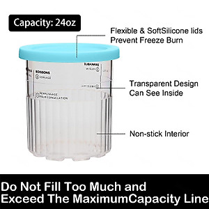 RAYPUR Creami Containers, for Ninja Creami Ice Cream Maker Pints,24 OZ Ice Cream Pints Bpa-Free,Dishwasher Safe for NC500 NC501 Series Ice Cream Maker