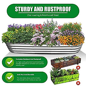 6 ft. x 2 ft. - 2pk Raised Garden Bed Metal Elevated Planter for Vegetable Flower Herb
