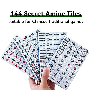 drizzle Pink Travel Mini Mahjong Set 20mm with Instructions - Portable 146 Tiles - for Beginners with 4PCS Racks 2 Pounds - Chinese Mah-Jong Game 麻将