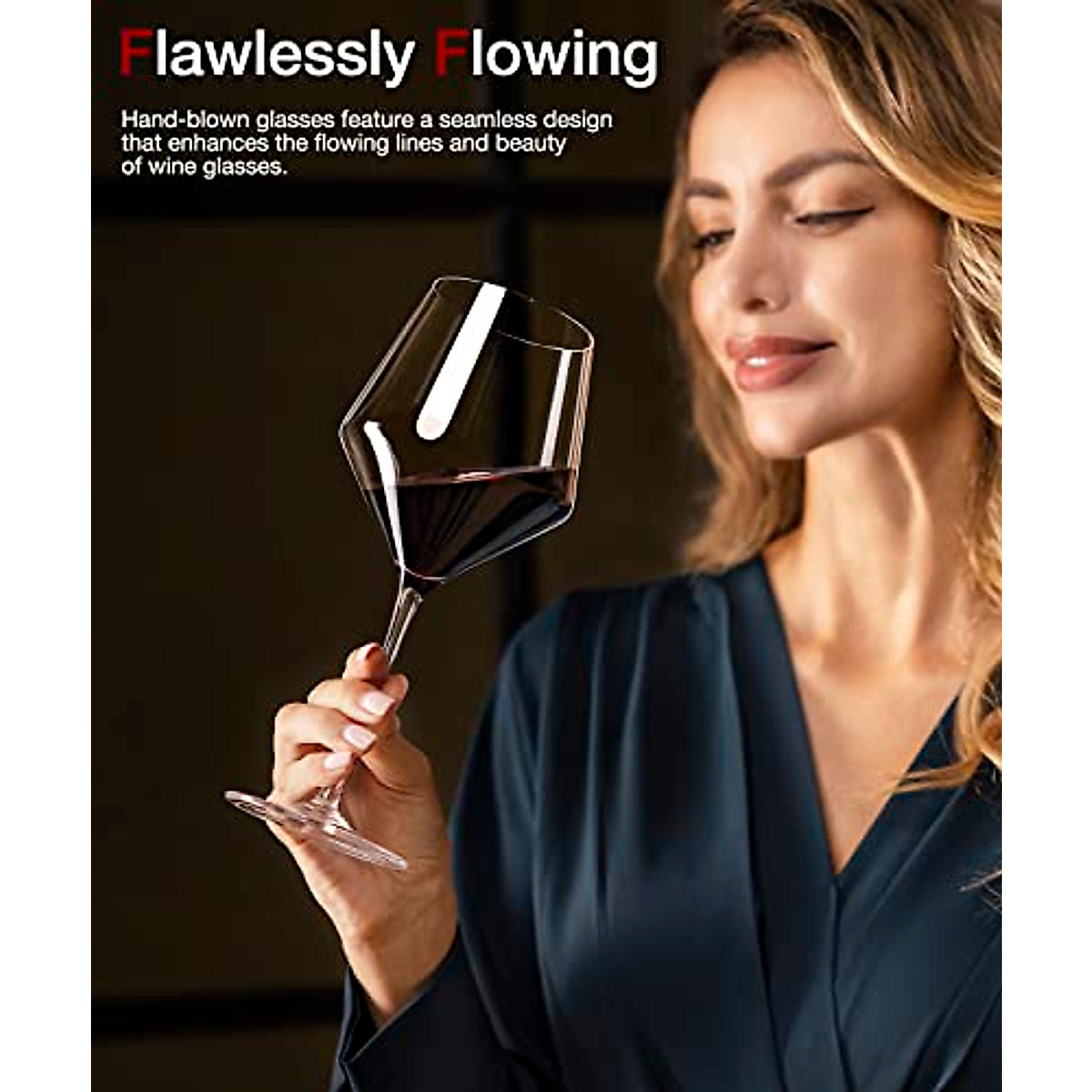 AOOE Red Wine Glasses Set of 4, Crystal Hand Blown Burgundy Glasses-Ultra-thin,18 OZ, Light for Wine Tasting, Perfect Gifts for Valentine's Day, Anniversary, Birthday