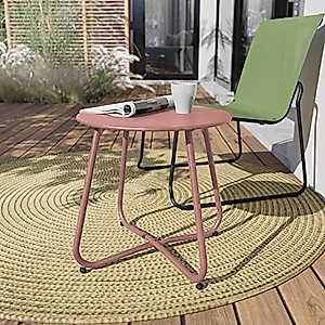 Grand patio Outdoor Side Table 18-inch Round End Table Accent Table for Bistro Balcony Apartment Rose Dawn