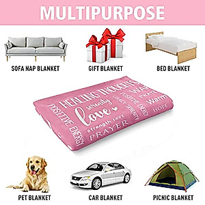 Warm Hugs Blanket - Breast Cancer Gifts for Women, Strength Courage Positive Get Well Soon Gift for Friend Family, Healing Inspirational Soft Comfort Throw Blanket