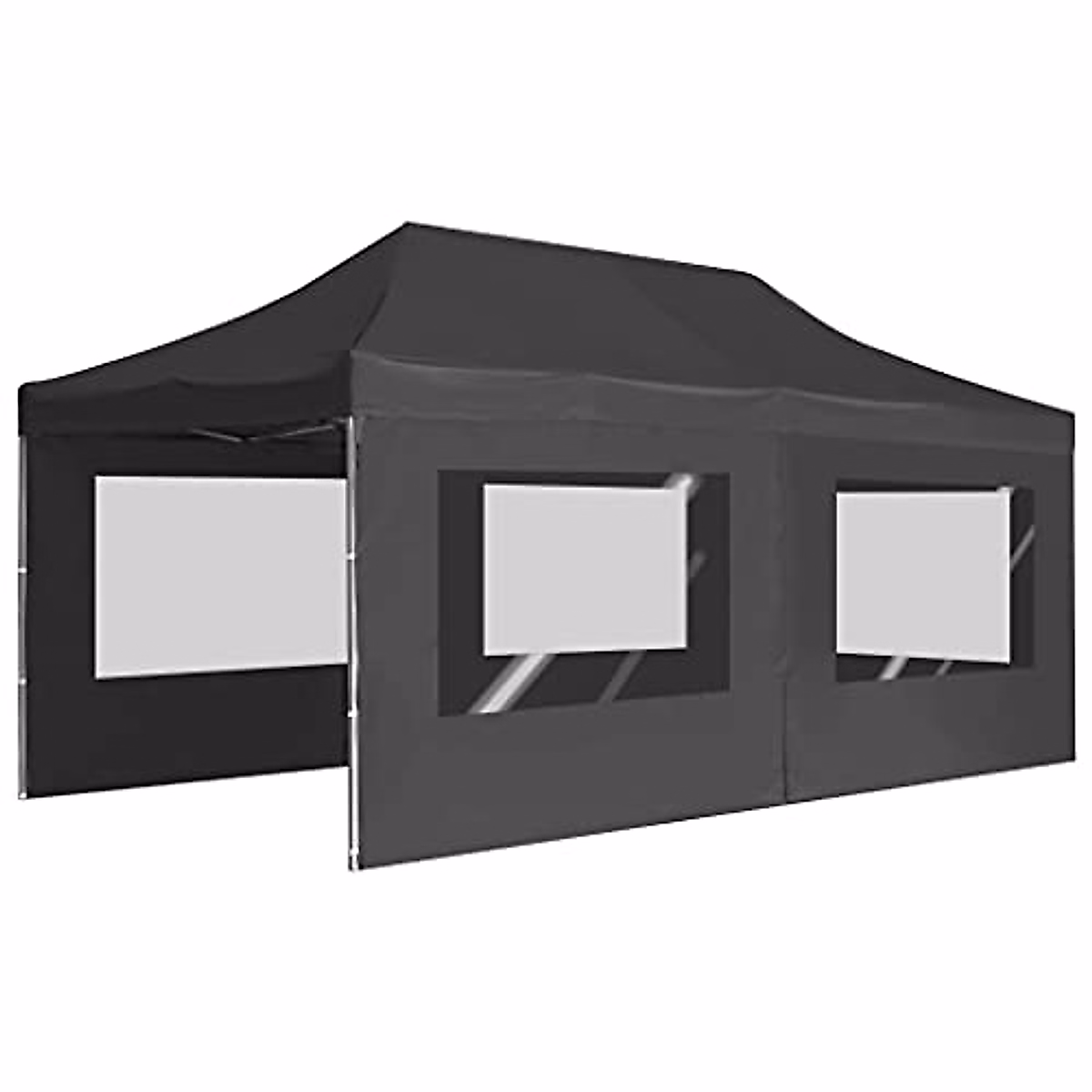 Professional Folding Party Tent with Walls Aluminum,Fruit Stand Gazebo,Deck Gazebo,Camping Gazebo,Hardtop Gazebo,Featuring a Folding Design,for Barbeque,Garden Party,Markets,19.7'x9.8' Anthracite