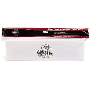 Monster Protectors Magnetic Five Deck Box - White, Holds 375 Gaming TCGs, Self-Locking Closure, Compatible w Standard & Smaller Size Gaming Trading Cards, Removable Construction