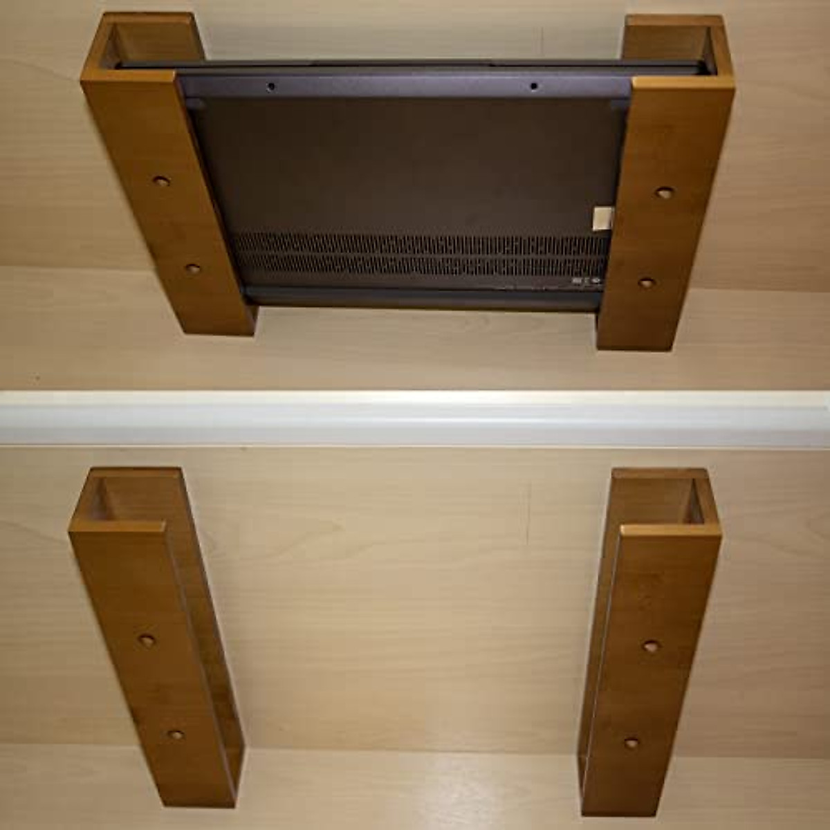 Orisell Bamboo Under Desk Laptop Mount with Screw,Under Desk Laptop Holder,Real Hardwood (Brow-Long)