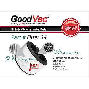 GoodVac Replacement H13 True HEPA Filter Compatible with LG PuriCare 360 (NOT AeroTower) Air Purifiers AS560DWR0