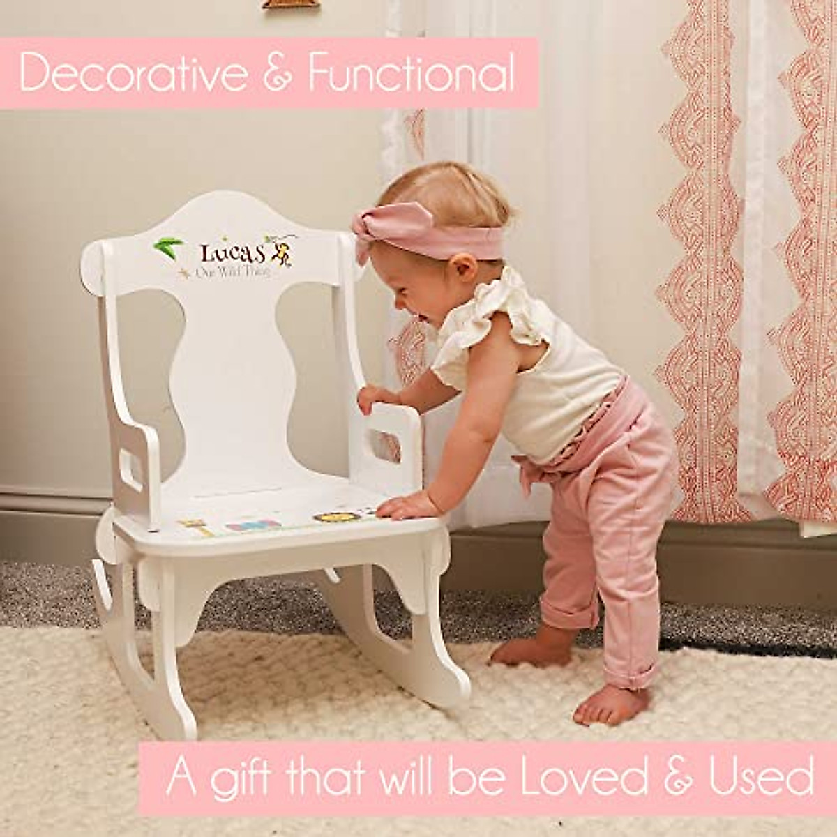MyBambino Personalized Child's Butterfly Puzzle Rocking Chair Toddler Girl Rocker Flowers