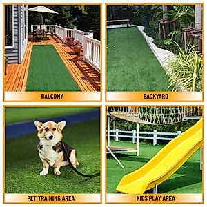 Ottomanson Artificial Grass Turf 22" x 30" Indoor Outdoor Faux Grass Rug with Drainage Holes, Customizable with Extra Long Size Options, Perfect for Patio Lawn Balcony Weddings Photoshoot Backdrop