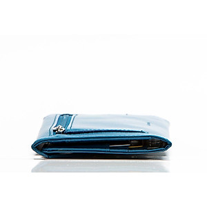 Big Skinny Women's Slimvelope Leather Tri-Fold Checkbook Slim Wallet, Holds Up to 40 Cards, Ocean Blue