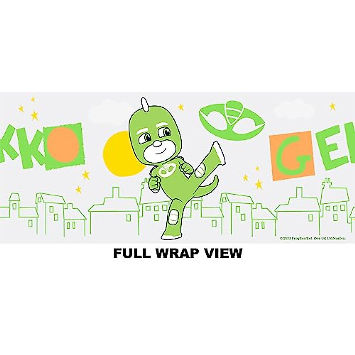 LOGOVISION PJ Masks Kids Tritan Plastic Water Bottle with Straw Lid and Handle, Reusable Tumbler for Toddlers, Unisex for Girls and Boys, 12oz, Big Gekko