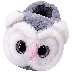 Dream Bridge Boys Girls Kids Plush Slippers Unicorn Dinosaur Puppy Shoes Unisex Fluffy Warm Plush Fleece Cute Slip on Daycare House Bedroom Non Slip Shoes Grey Owl 4.5-5 Big Kid