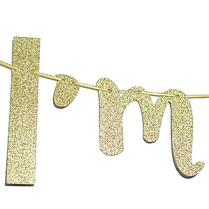 I'm Done Gold Glitter Cursive Banner Sign, Graduation Garland, 2024 Grad Party Supplies (Gold)