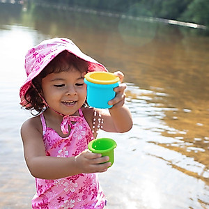 green sprouts Sprout Stacking Cups Made from Plants, Fun for Bath, Pool, Water & Sand Play, Holes for Sifting & Sprinkling (6 pk)