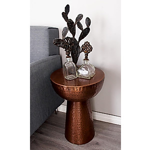 Deco 79 Metal Accent End Hammered Design, Side Table 14" x 14" x 20", Bronze