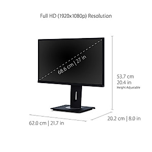 ViewSonic VG2748 27" IPS 1080p Ergonomic Monitor with HDMI DisplayPort USB and Tilt for Home and Office, Black (Renewed)
