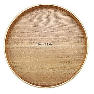 Table Tray Round Wooden Wooden Serving Tray Plate for Tea Set Fruits Candies Food Home Decoration Coffee Table Living Room Dining Table (24cm)
