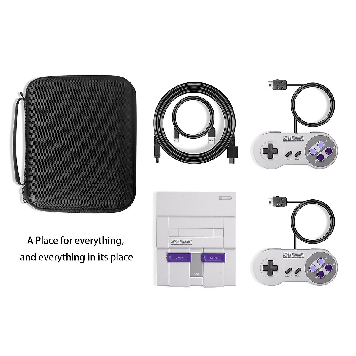 Keten Carry Case for SNES Classic Mini, Deluxe Travel Carrying Case Perfect Protection for Super Nintendo NES Classic Mini Console (2017), Fits for 2 Controllers and HDMI Cable Controller