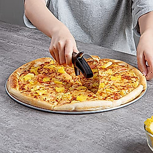 Restaurantware Met Lux 14 Inch Commercial Pizza Pan 1 Coupe Style Pizza Cooking Tray - Heavy-Duty 18-Gauge Aluminum Round Baking Tray Oven-Baking For Pizzas & More