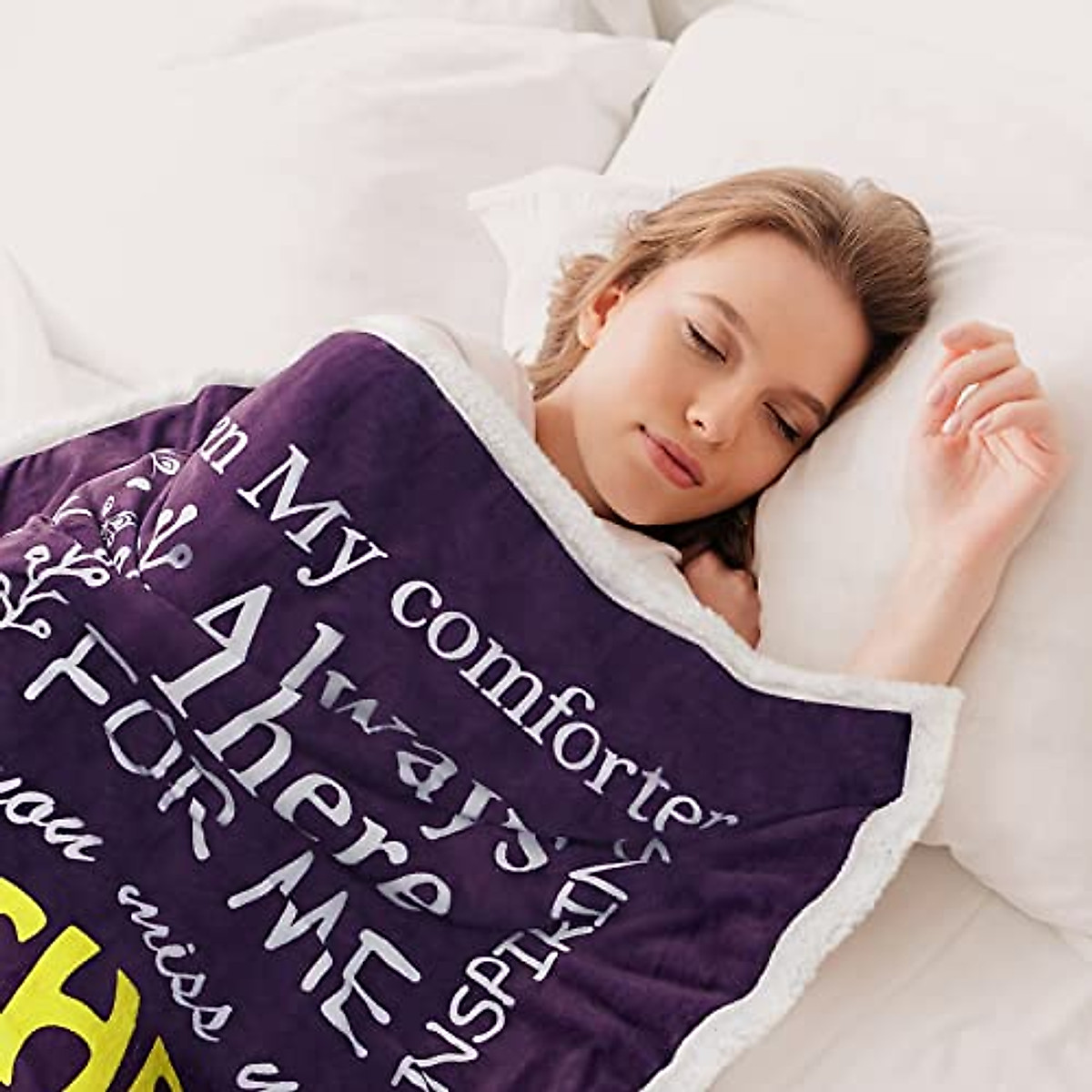 BESTSWEETIE Birthday Gifts for Mom Blanket - I Love You Mom Blanket - Warm Gifts for Mom Christmas Mom Gifts from Daughter Son Super Soft Throw Blanket Cozy Blanket 50" x 60" (Purple)