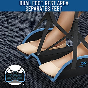 Everlasting Comfort Airplane Footrest - Ergonomic Adjustable Foot and Heel Hammock - Memory Foam Portable Air Plane Flying Travel Foot Rest - Long Airplane Flight Accessories for Feet (Black)