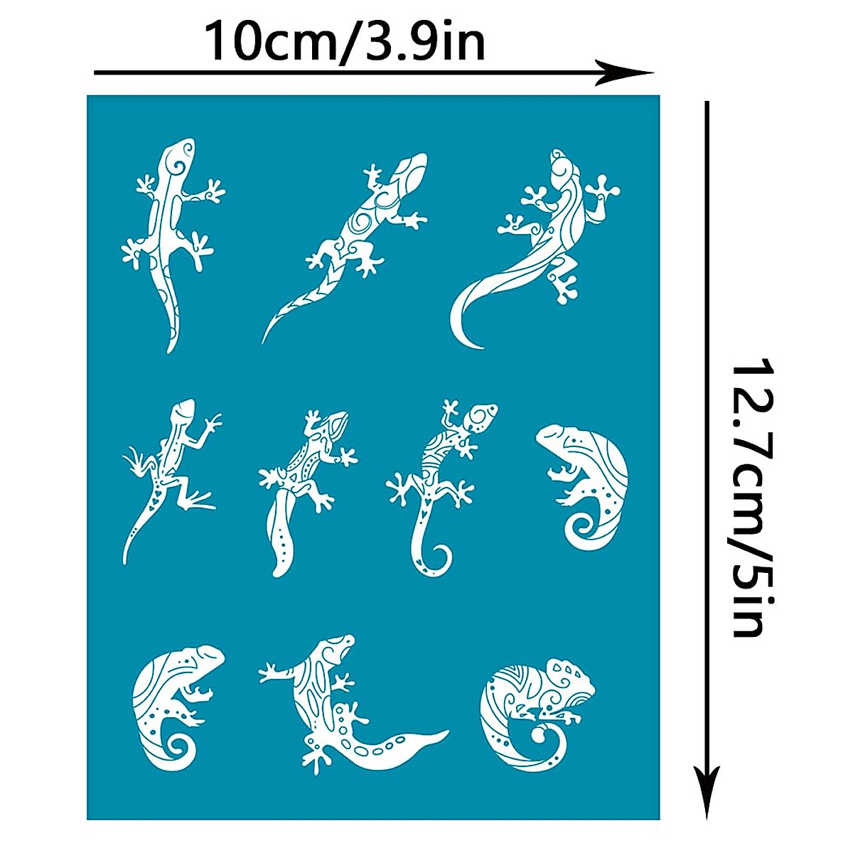 OLYCRAFT 4x5 Inch Clay Stencils Small Lizard Pattern Silk Screen for Polymer Silk Screen Stencils Lizard Mesh Transfer Stencils Animal Theme Mesh Stencil for Polymer Clay Jewelry Making